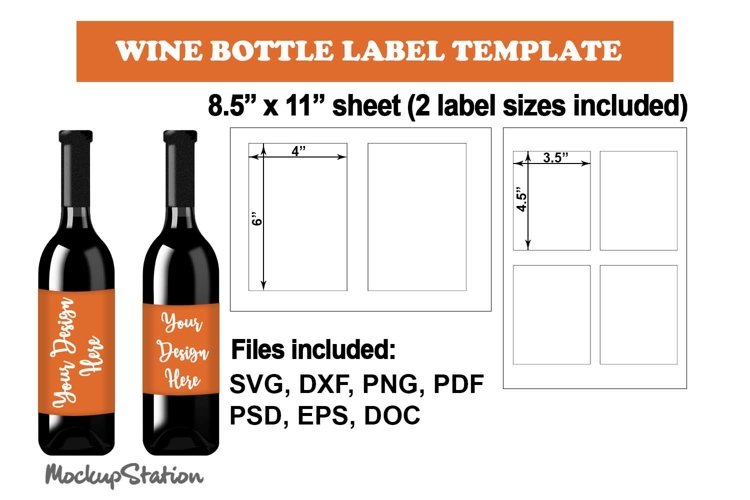 Wine Bottle Label Template SVG Sticker Sublimation