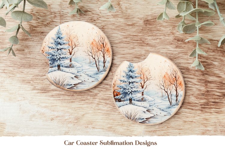 Winter Car Coaster Sublimation | Christmas Coasters Png