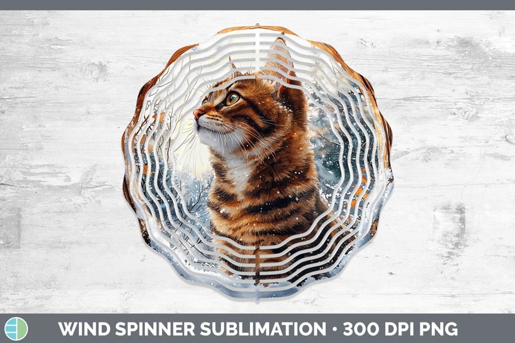 Winter Cats Bengal Cat Wind Spinner Sublimation Spinner Desi