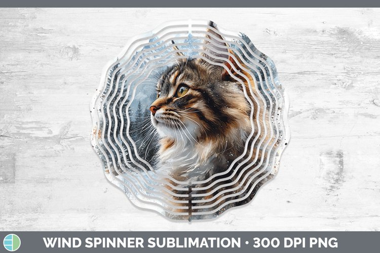 Winter Cats Maine Coon Cat Wind Spinner Sublimation Spinner