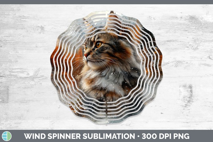 Winter Cats Norwegian Forest Cat Wind Spinner Sublimation Sp