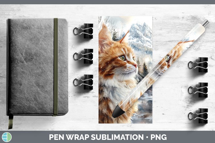 Winter Cats Orange Cat Pen Wrap Sublimation Epoxy Pen Design