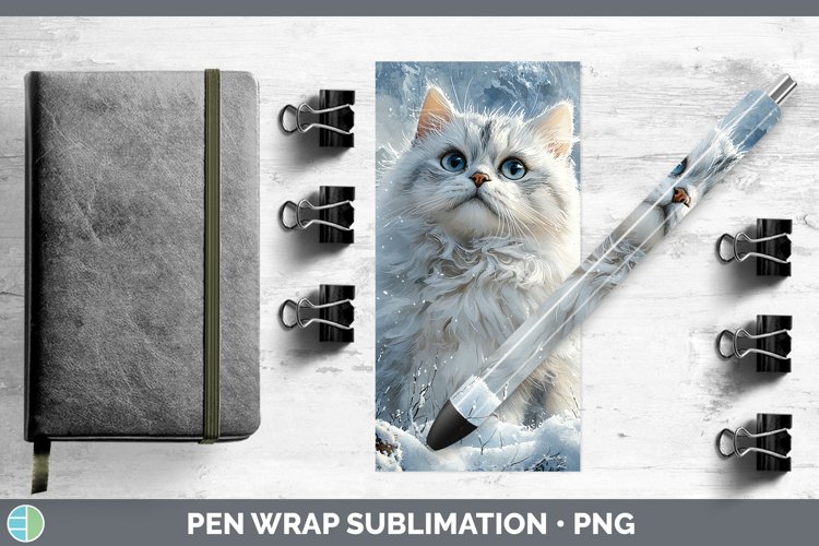 Winter Cats Persian Cat Pen Wrap Sublimation Epoxy Pen Desig