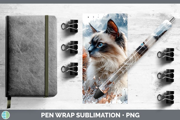 Winter Cats Siamese Cat Pen Wrap Sublimation Epoxy Pen Desig