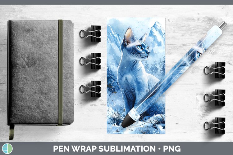 Winter Cats Sphynx Cat Pen Wrap Sublimation Epoxy Pen Design