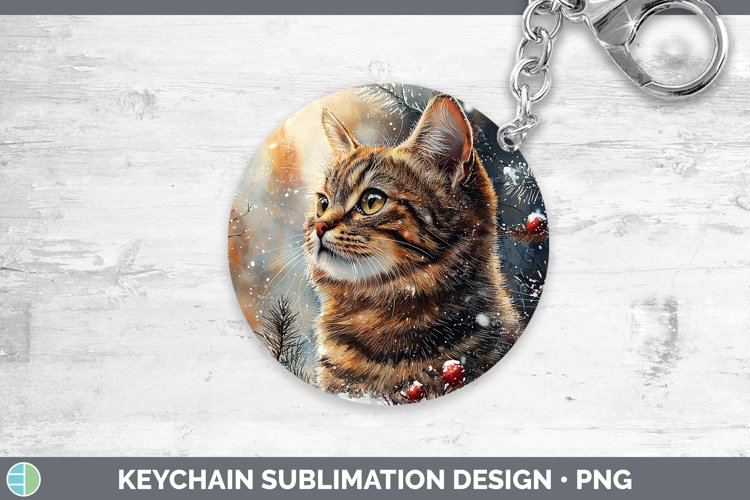 Winter Cats Tabby Cat Keychain Sublimation Keyring Designs
