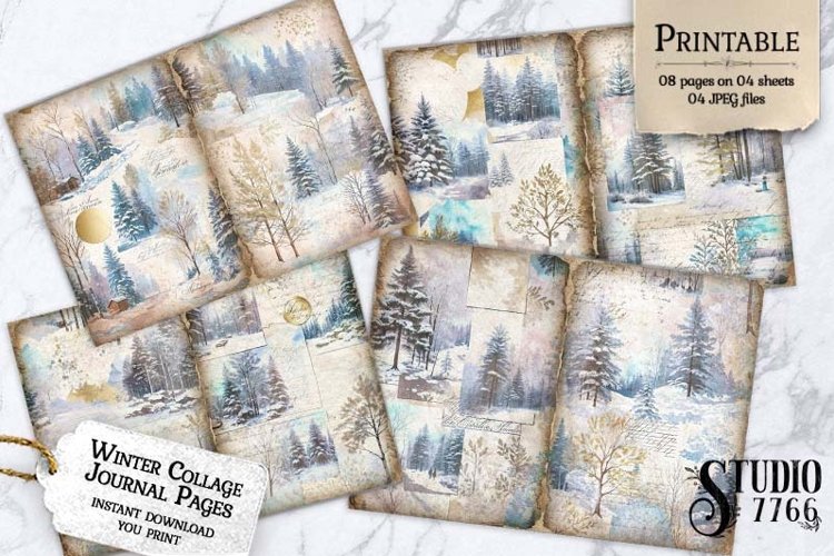 Winter Collage Junk Journal Pages