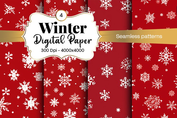Winter Digital Paper Snow Snowflake Digital Paper