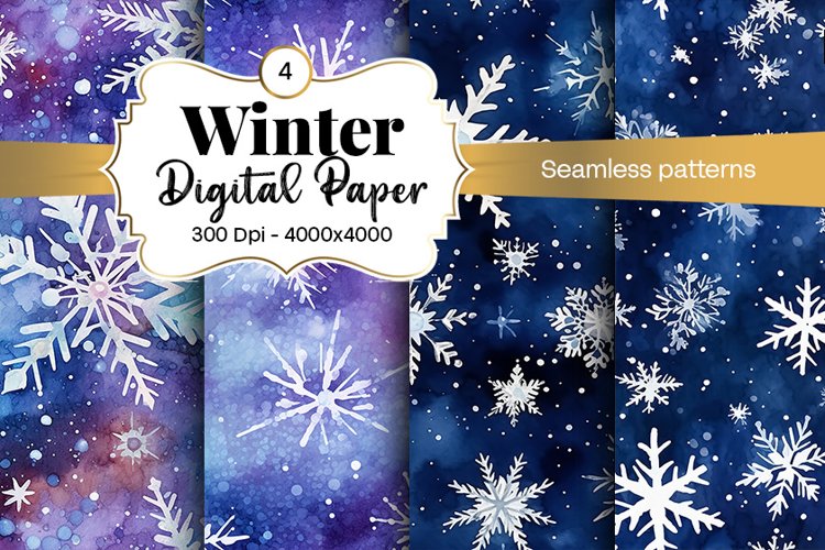 Winter Digital Paper Snow Snowflake Digital Paper