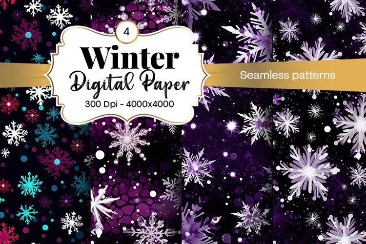 Winter Digital Paper Snow Snowflake Digital Paper