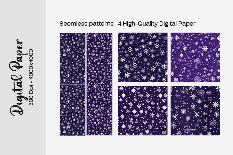 Winter Digital Paper Snow Snowflake Digital Paper