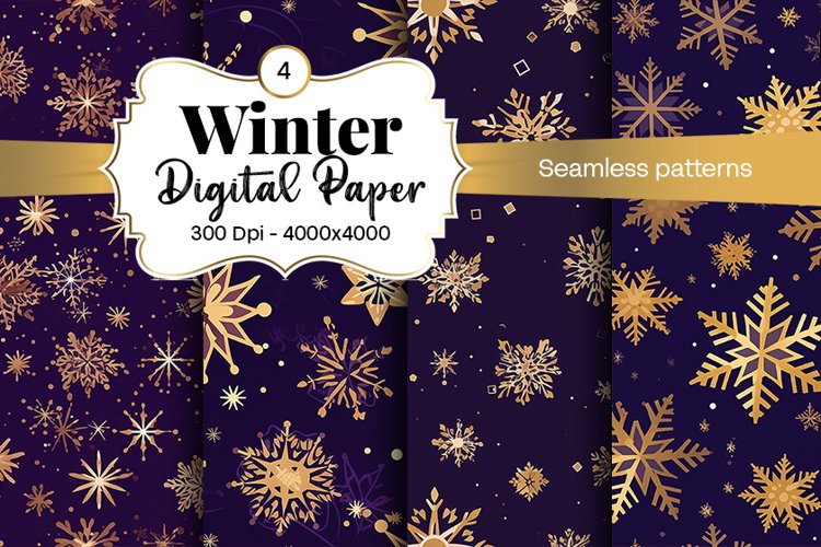 Winter Digital Paper Snow Snowflake Digital Paper