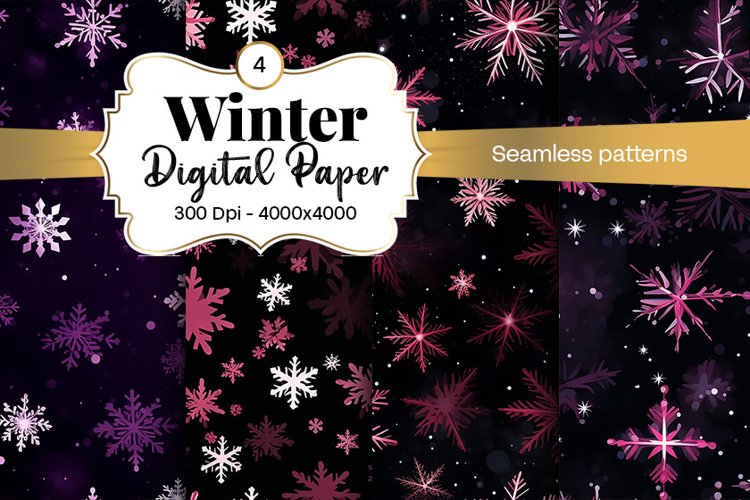 Winter Digital Paper Snow Snowflake Digital Paper