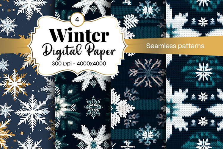 Winter Digital Paper Snow Snowflake Digital Paper