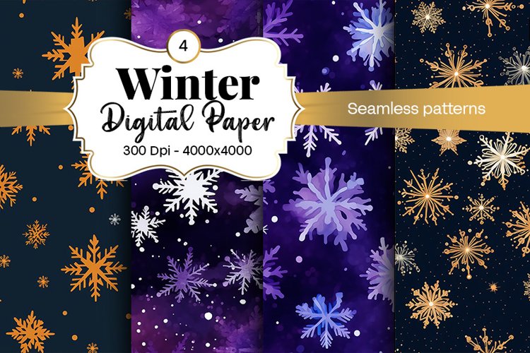 Winter Digital Paper Snow Snowflake Digital Paper