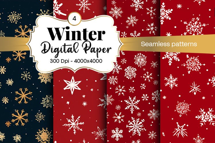 Winter Digital Paper Snow Snowflake Digital Paper