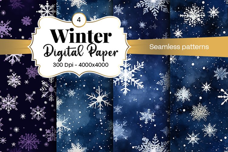 Winter Digital Paper Snow Snowflake Digital Paper