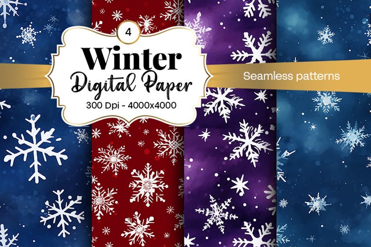 Winter Digital Paper Snow Snowflake Digital Paper