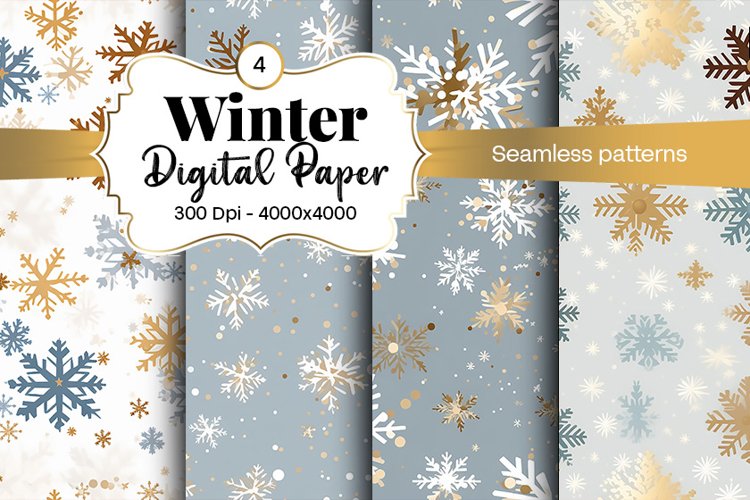 Winter Digital Paper Snow Snowflake Digital Paper