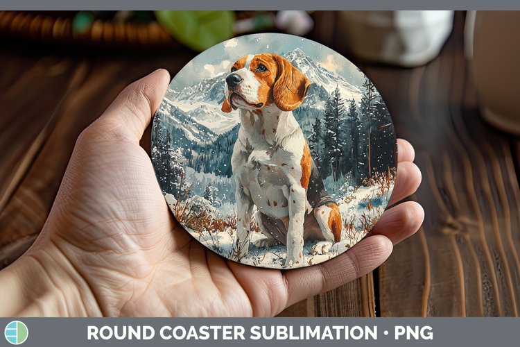 Winter Dogs Beagle Round Coaster Sublimation Coaster Designs