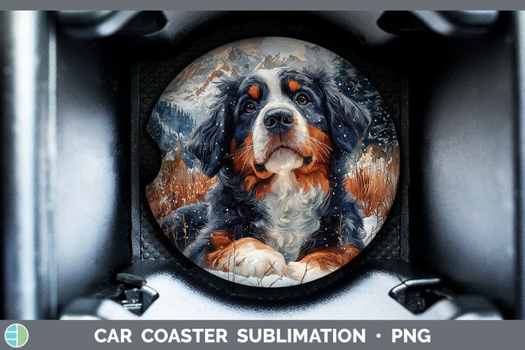 Winter Dogs Bernedoodle Dog Car Coaster Sublimation Coaster