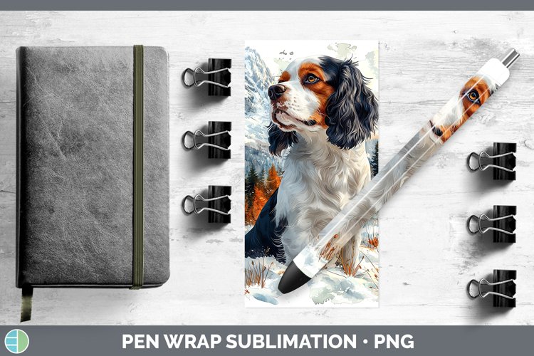 Winter Dogs Cavalier King Charles Spaniel Pen Wrap Sublimati