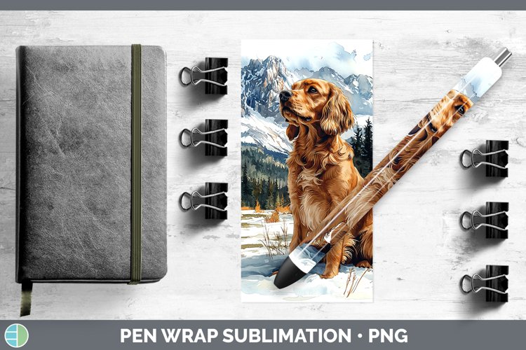 Winter Dogs Cocker Spaniel Pen Wrap Sublimation Epoxy Pen De