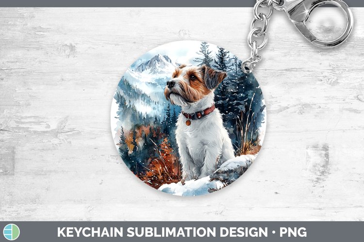 Winter Dogs Fox Terrier Dog Keychain Sublimation Keyring Des