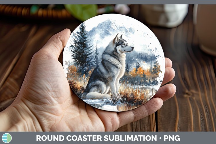 Winter Dogs Husky Round Coaster Sublimation Coaster Designs
