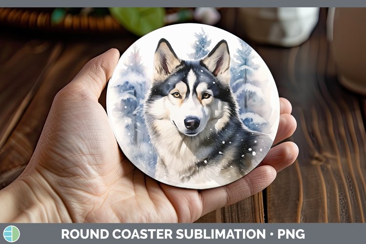 Winter Dogs Husky Round Coaster Sublimation Coaster Designs