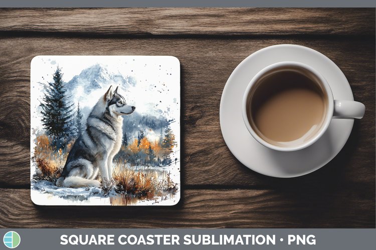 Winter Dogs Husky Square Coaster Sublimation Coaster Designs