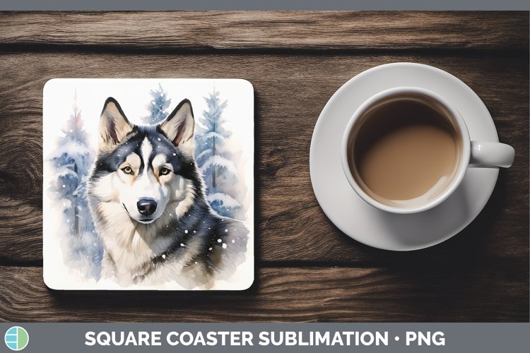 Winter Dogs Husky Square Coaster Sublimation Coaster Designs