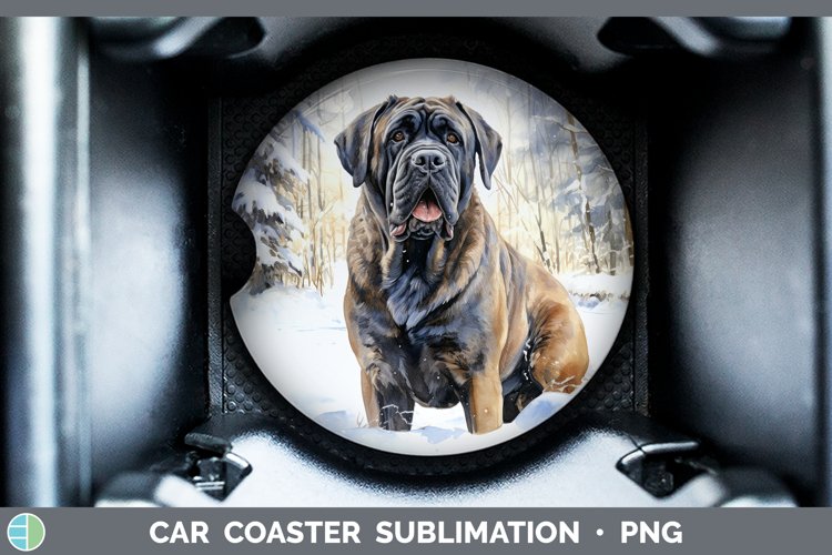 Winter Dogs Mastiff Car Coaster Sublimation Designs