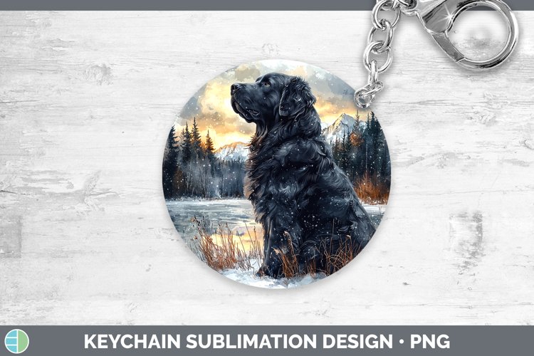 Winter Dogs Newfoundland Keychain Sublimation Keyring Design