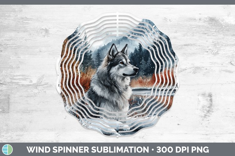 Winter Dogs Norwegian Elkhound Dog Wind Spinner Sublimation