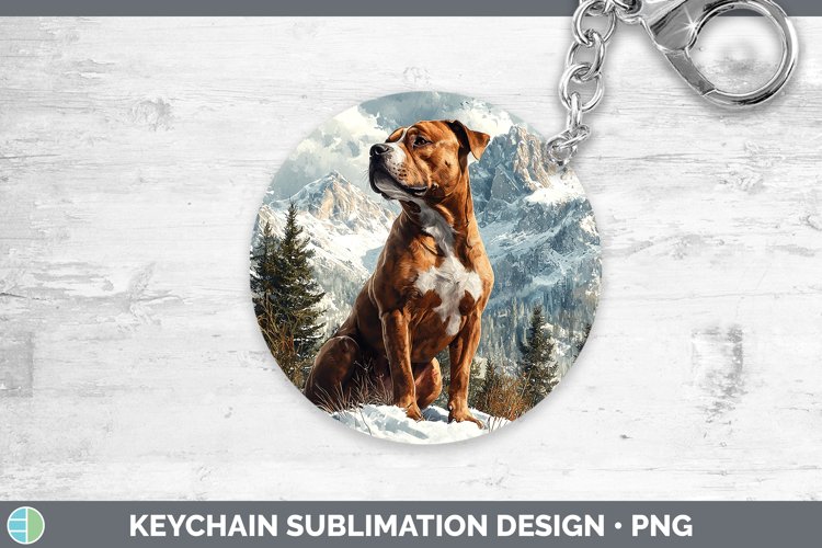 Winter Dogs Pit Bull Keychain Sublimation Keyring Designs
