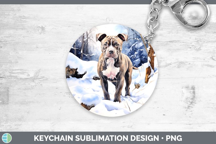Winter Dogs Pit Bull Keychain Sublimation Keyring Designs