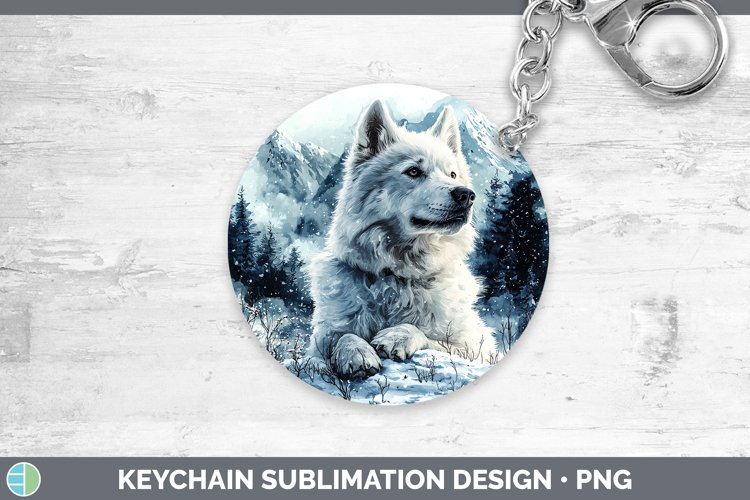 Winter Dogs Samoyed Dog Keychain Sublimation Keyring Designs