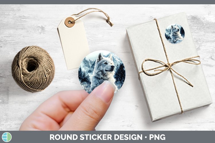 Winter Dogs Samoyed Dog Stickers | Round Labels Designs