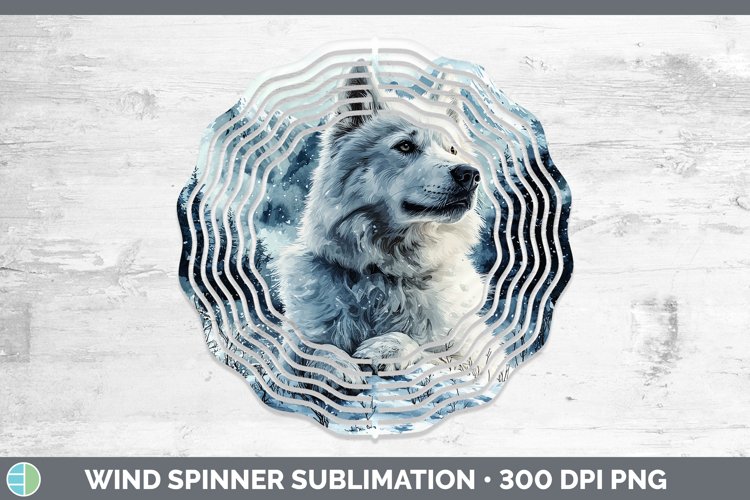 Winter Dogs Samoyed Dog Wind Spinner Sublimation Spinner Des