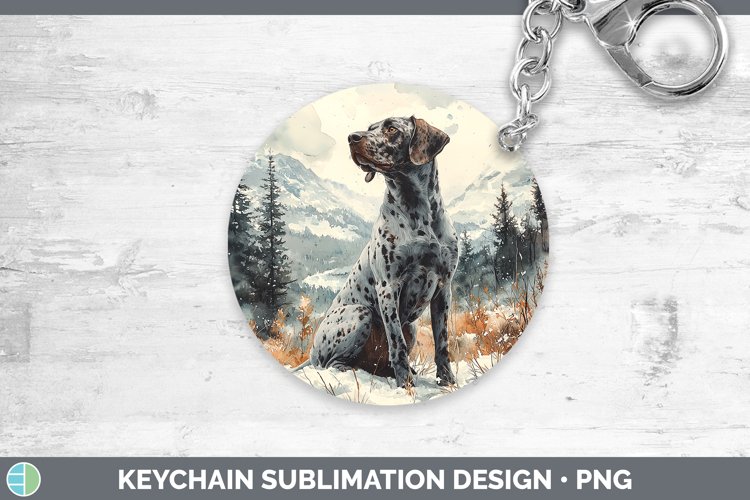 Winter Dogs Shorthaired Pointer Keychain Sublimation Keyring