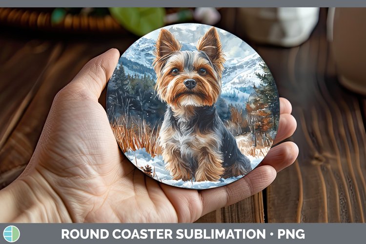 Winter Dogs Yorkshire Terrier Round Coaster Sublimation Coas