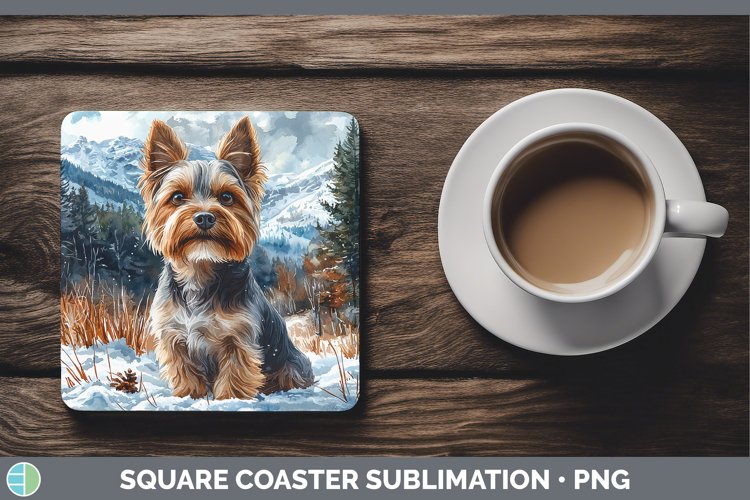 Winter Dogs Yorkshire Terrier Square Coaster Sublimation Coa