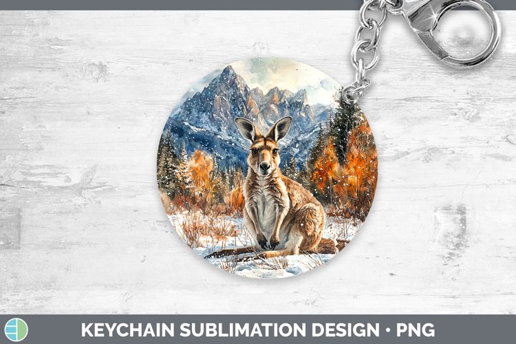 Winter Exotic Animals Kangaroo Keychain Sublimation Keyring