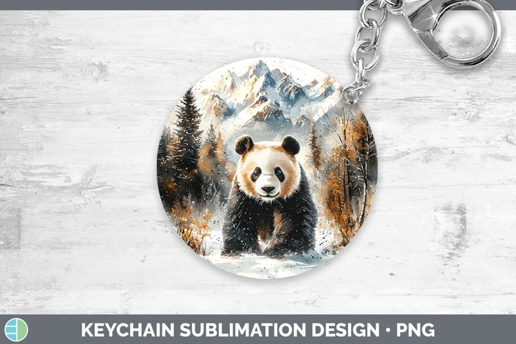 Winter Exotic Animals Panda Bear Keychain Sublimation Keyrin