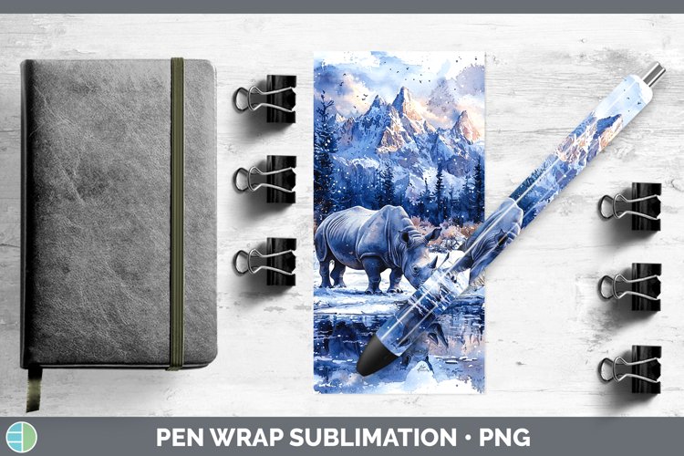 Winter Exotic Animals Rhino Pen Wrap Sublimation Epoxy Pen D