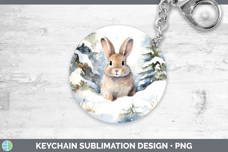 Winter Farm Animals Bunny Keychain Sublimation Keyring Desig