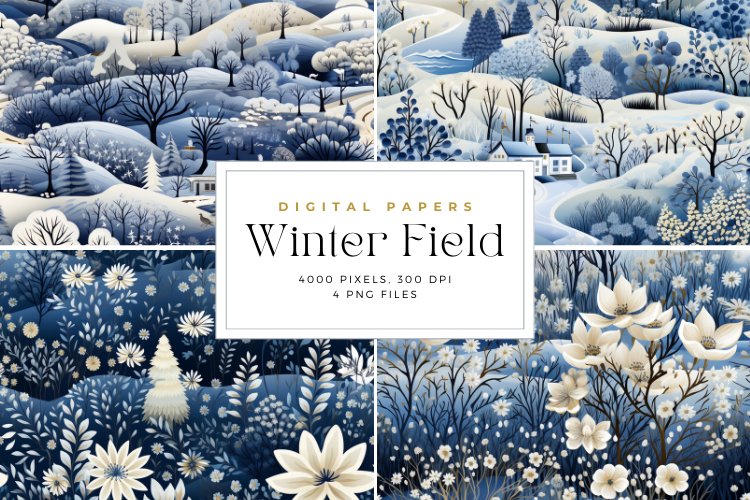 4 Winter Field Pattern Background