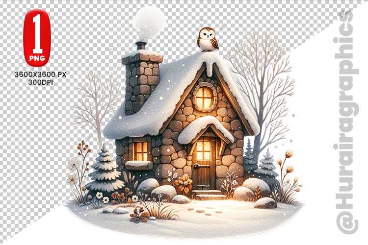 Winter House Clipart - PNG File (5159429)