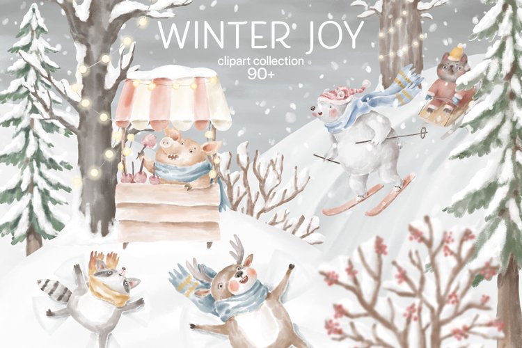 Winter Joy clipart bundle (1629881) | Illustrations | Design Bundles